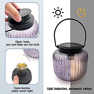 JAOSELAP Solar Outdoor Lights 2 Pack Solar Lanterns Outdoor Waterproof Solar Lights Hanging LED Bulb Outdoor Lantern Decorative for Patio Balcony Camping Garden Decor Gift