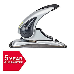 Rexel Precision 225 2 Hole Punch, 25 Sheet Capacity, Paper Alignment Indicator, Metal, Silver/Black, 2100743