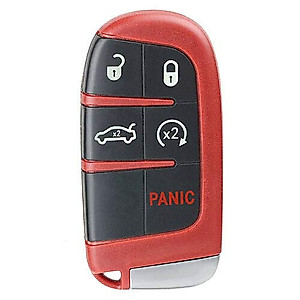 Keymall keyless Entry Replacement Red Remote Key Shell Case Blank 5B Fob for Dodge Challenger Charger Dart Durango, for Chrysler 300