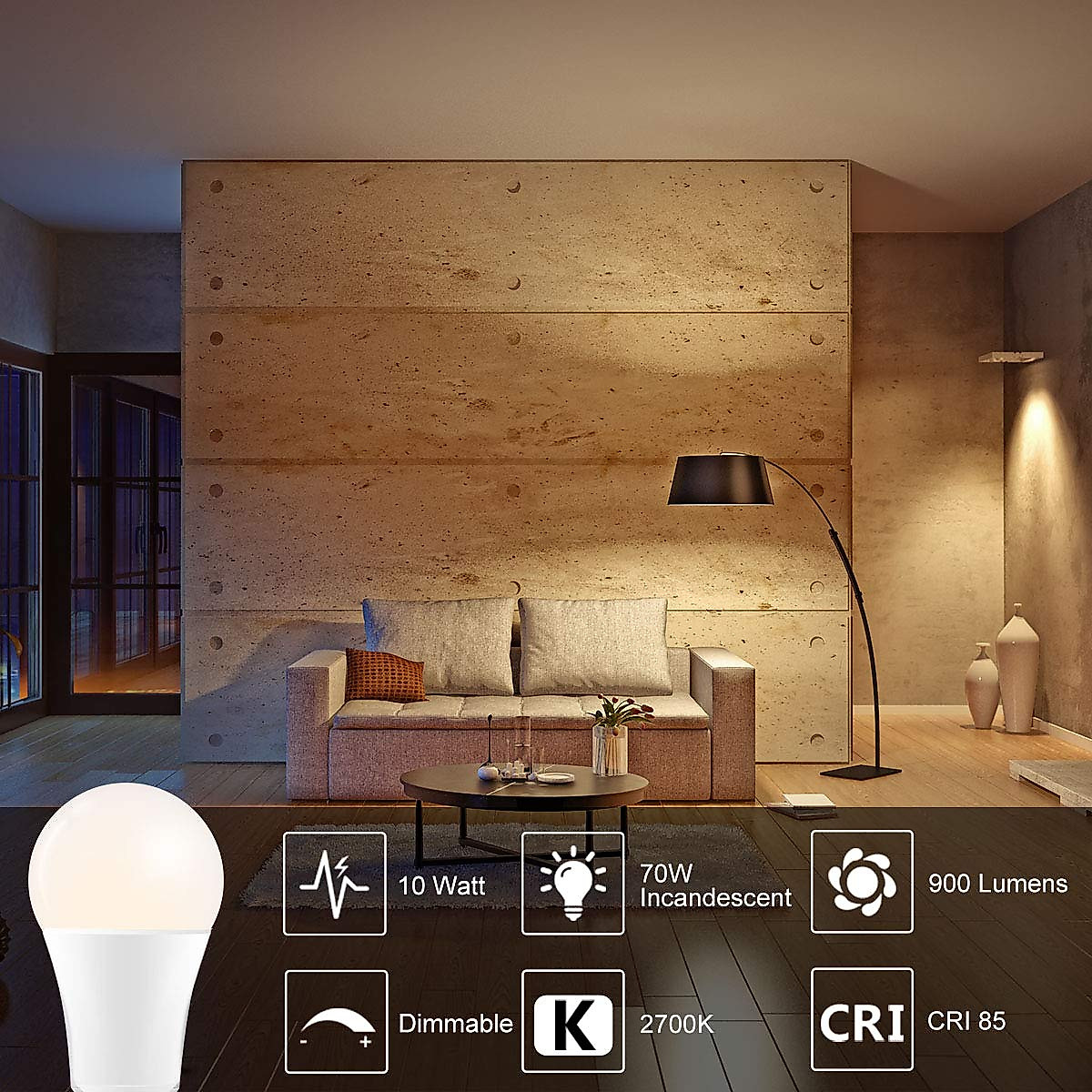 ILC Color Changing LED Light Bulbs, 70W Equivalent, 2700K Warm White A19 E26 Screw Edison Base RGBW Dimmable - 12 Color Choices - Timing Infrared Remote Control Included (2 Pack)