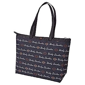 Harley-Davidson Women's Signature B&S Light-Weight Shopper Tote Bag - Black