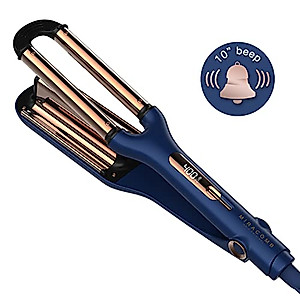 MIRACOMB Ion Titanium Deep Waver Smart Crimping Iron Hair Crimper, Digital Heat Settings, Auto Off, Dual Voltage, Royal Blue