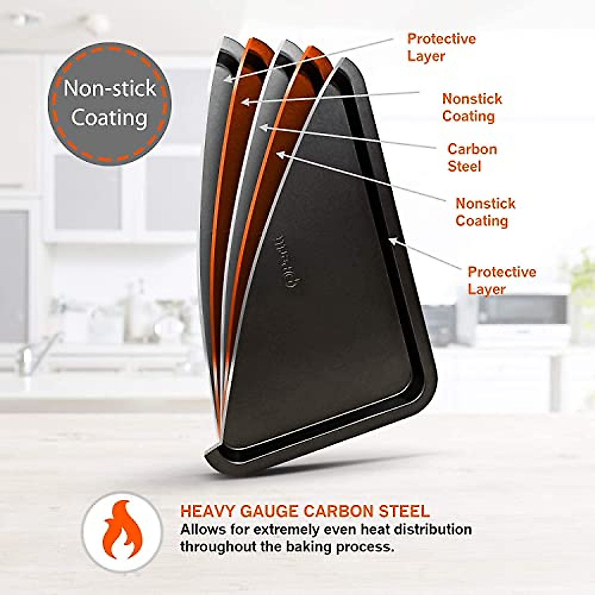 Perlli Baking Pan 8 Piece Set Nonstick Carbon Steel Gray Oven Safe Bakeware Kitchen Set, Cookie Sheet, 2 Round Cake Pans, Square Pan, Loaf Pan, Deep Dish Pan, Pizza Crisper, & 12 Cup Muffin Pan