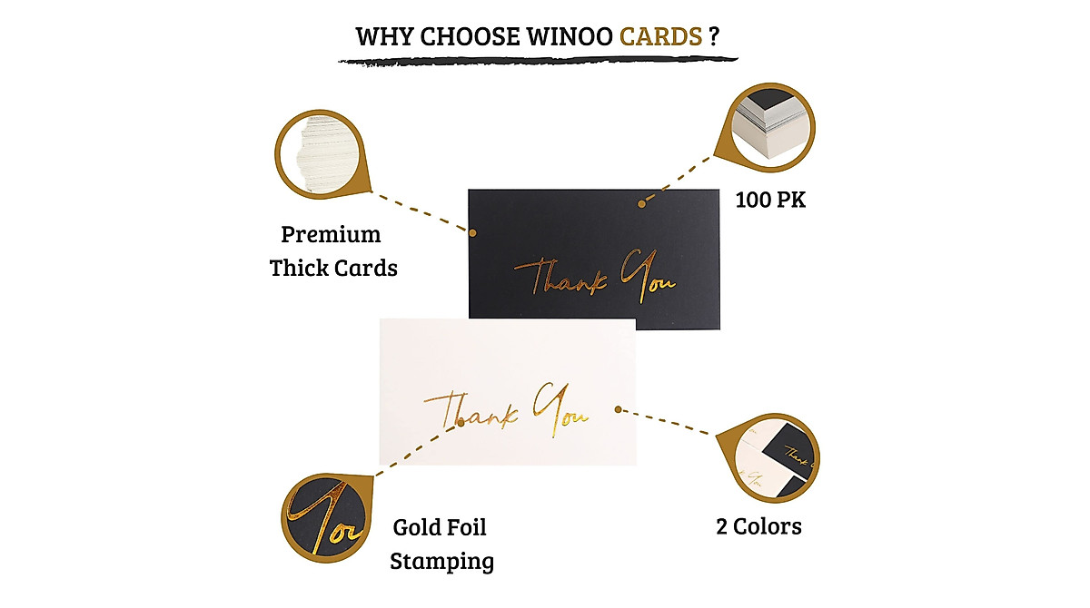 Gold Mini Thank You Cards - Elegant 100 Pack for Business & Events