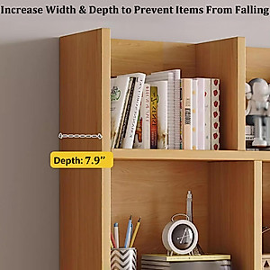 SUZEPER Wooden Desktop Bookshelf, Countertop Hutch Bookshelf, Comupter Desk Hutch Organizer with Shelves, Freestanding Bookcase for Home Office Dorm Room(39.4'', White)