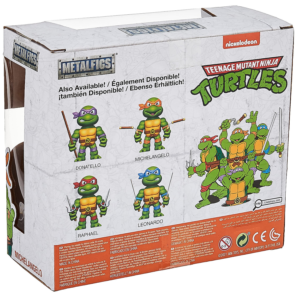Jada Toys Teenage Mutant Ninja Turtles 4 Michelangelo Die-cast Figure, Toys for Kids and Adults, Orange, 31848