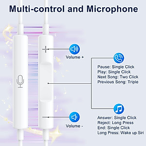 iPhone Earbuds Wired with Lightning Connector iPhone Headphones Wired Earphones with Built-in Microphone & Volume Control【MFi Certified】Compatible with iPhone 14/13/12/11/XR/XS/X/8/7/SE-All iOS