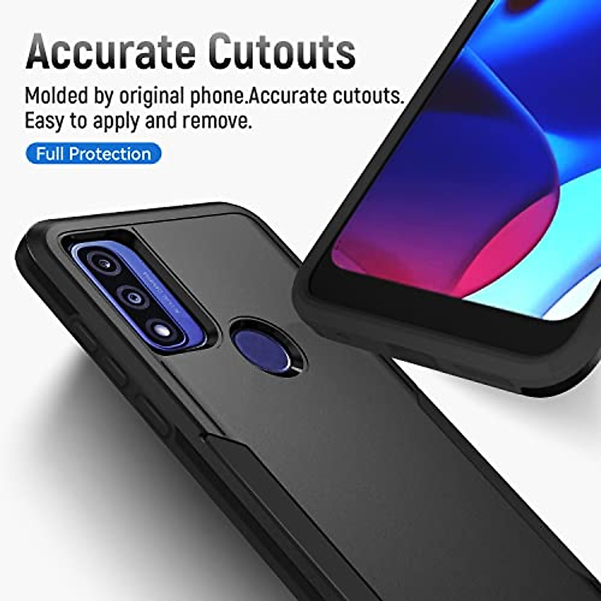 for Moto G Pure Case,Moto G Play 2023 Case,Moto G Power 2022 Case,with Screen Protector,[Military Grade Drop Tested] Heavy-Duty Tough Rugged Shockproof Protective Case for Motorola G Pure (Black)