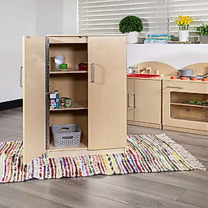 Flash Furniture Hercules Children's Wooden Kitchen Refrigerator for Commercial or Home Use - Safe, Kid Friendly Design, Natural