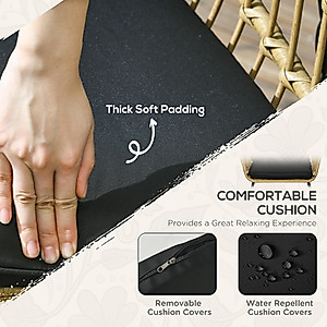 Outsunny 5 Piece PE Rattan Outdoor Furniture Set with Cushioned Chairs & Loveseat Sofa, Patio Sectional Furniture Set, Conversation Sofa Set with Stackable Coffee Tables, Black