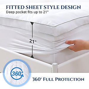 YUGYVOB Queen Mattress Topper - Cooling and Breathable Mattress Pad, Extra Thick Pillow Top Mattress Topper Queen with Down Alternative, 8-21 Inch Deep Pocket
