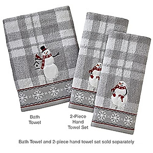 SKL Home by Saturday Knight Ltd. Whistler Snowman Hand Towel (2-Pack),Cotton, Gray