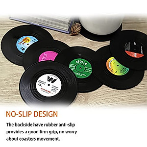 Record Coasters for Drinks with Gift Box 6 Pieces Vinyl Disk Coasters Non-Slip 4.1 Inch Size for Friend Parents to Restaurant/Bar/Party1