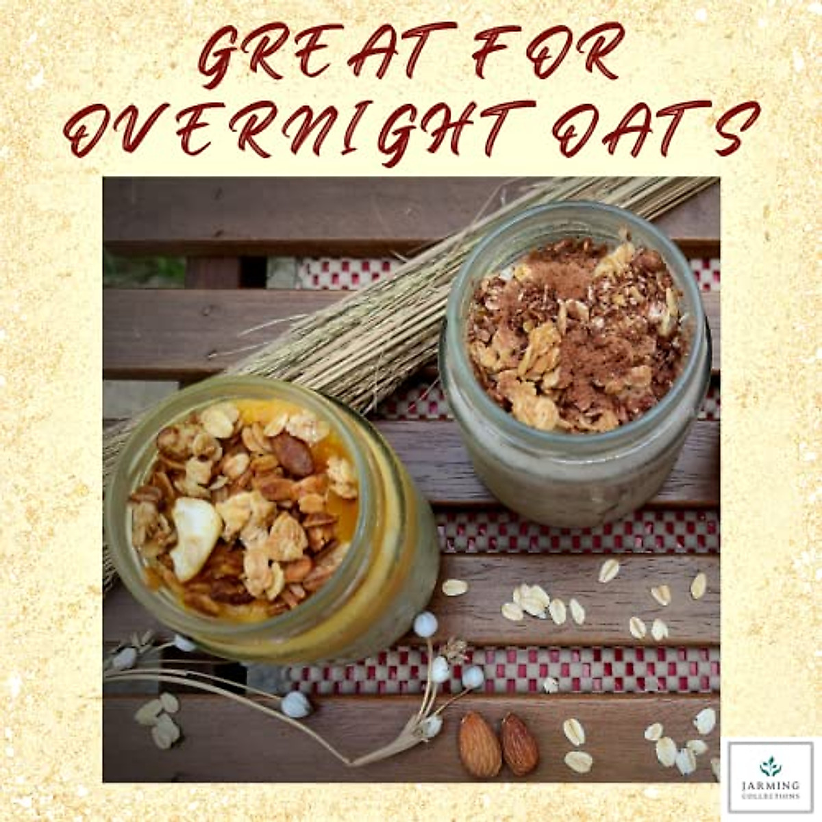 Jarming Collections Glass Extra Wide Mouth Quart Storage Jars 32 oz with Lids - BPA Free Plastic Storage Lids - Made in USA - Quart Glass Jars 32 oz with Lids (Set of 2)