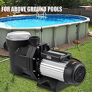 TOPDEEP Pool Pump 2.5 HP Inground, 8800 GPH Self Primming pool pump above ground, 1850W Single Speed Swimming pool pumps with Strainer Basket & 2Pcs Connectors