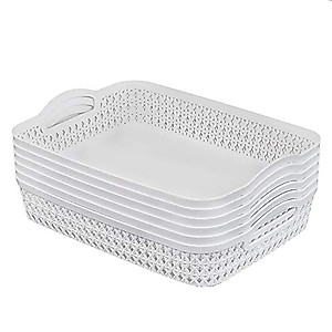 CadineUS A4 Paper Tray, Plastic Storage Basket Trays, White, Set of 6