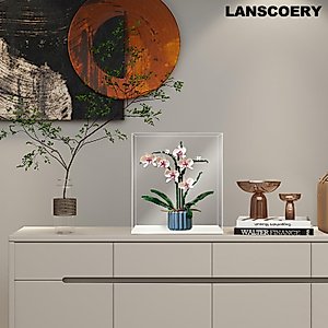 LANSCOERY Acrylic Display Case, Assemble Showcase Display Box for Collectibles, with Dustproof & Seamless Display Design, 6x6x6inch White Base