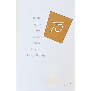 Happy 75th Birthday Greeting Card -"Time to Celebrate You" Seventy-five 75 - Gold Theme