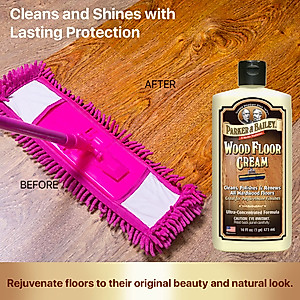 PARKER & BAILEY WOOD FLOOR CREAM – Use on Hardwood, Laminated or Faux Finished Floors. Shine Restorer Protector, Surface Cleaner House Cleaning Supplies Home Improvement, Natural Look, Cuts Grease