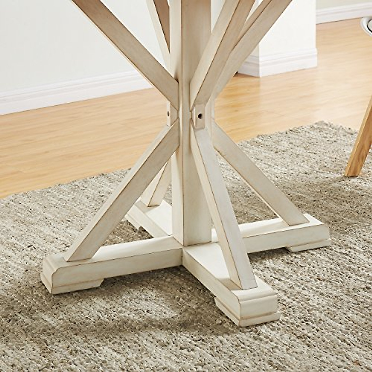 SEI Furniture Barrisdale Modern Farmhouse, Dining Table, Antique White, Whiskey Maple