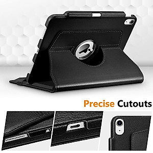 Fintie Rotating Case for iPad Air 11-inch M2 (2024), iPad Air 5th / 4th Generation (2022/2020) 10.9 Inch with Pencil Holder - 360 Degree Rotating Protective Stand Cover, Black