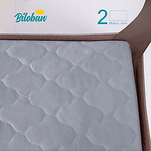 Sheet for Pack and Play Quilted Waterproof Protector, 2 Pack Premium Mattress Pad Cover 39" X 27" Compatible with Graco Pack n Play or Other Playard Mattress, Portable Mini Crib, Gray
