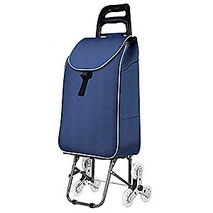 YGCBL Multifunction Portable Hand Trucks,Trolleyshopping Trolley Steel Frame Oxford Cloth Waterproof Wear Resistant Foldable Crystal Wheel, Load 20 Kg, 5 Colors,Blue