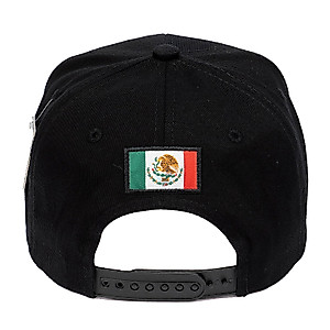 Mexican Hat Mexico State Federal Name Embroidered Snapback Flat Bill Baseball Cap (State-Monterrey) Black