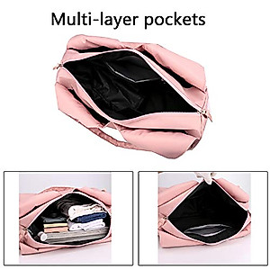 forestfish Duffel Bag Gym Totes with Dry Wet Pocket & Shoes Compartment for Women and Men, Pink