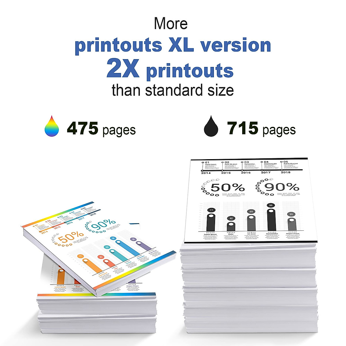 WEKVA Compatible Ink Cartridges Replacement for HP 62XL (Black and Tricolor, 2-Pack)