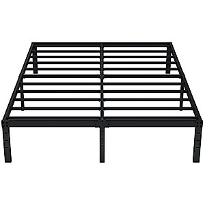 EMODA 14 Inch Full Size Bed Frame Heavy Duty Metal Platform No Box Spring Needed, Easy Assembly Noise Free, Black