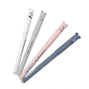 8pcs Cute Kawaii Cartoon Cat Pig Bear Panda Animal Gel Ink Pen Ballpoint 0.35mm Student Pens Rollerball Pens For Student Gift Stationery Office Supplies, Erasable Pen Friction Erasable Pen (Black Ink)