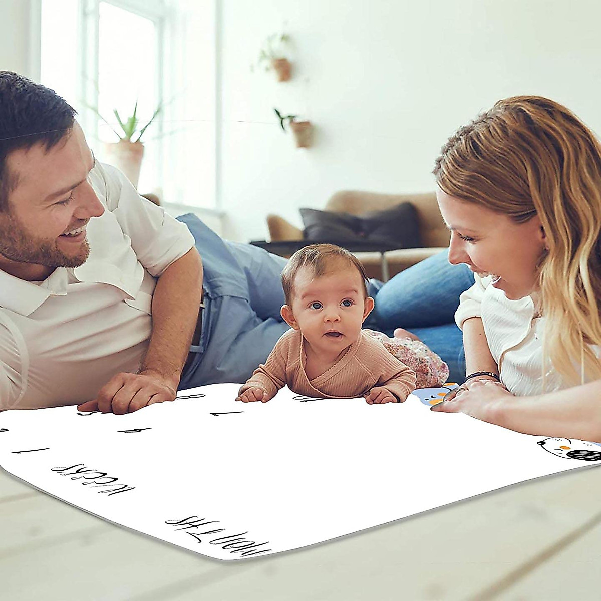 LUCKBTY Baby Month Milestone Blanket Puppy Pet Dog Blanket | Swaddle Toddler Set | Hospital Receiving Blanket Newborn Boy Girl Unisex Neutral with Frame & Floral Wreath 48"x40" BTXYLU78