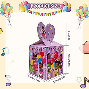 Byhaapy 18Pcs Gracies Party Favor Gift Boxes, Cartoon Corner Goodie Candy Box Black Girls Boys Kraft Treat Boxes for Kids Theme Birthday Party Supplies Table Decoration Baby Shower Decor