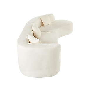 Suheww Large Curved Sectional Couch Curved Cloud Sofa, Modern Sectional Curved Couch for Living Room, Modern Comfy Curved Couch Curved Boucle Sofa Couch with 3 Pillows for Living Room(Beige,Chenille)