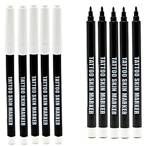ELEMENT TATTOO SUPPLY - Purple Bold Tip Tattoo Stencil Skin Marker Pen Thin Line Disposable Dot Lines Microblading Body Piercing 5 Markers