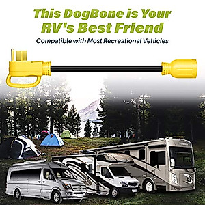 50 Amp to 30 Amp 4-Prongs Locking Generator Transfer Switch Adapter Cord, 50Amp Male to 30Amp Female, NEMA 14-50P to NEMA L14-30R, STW 10 Gauge Heavy Duty Generator Adapter Plug - 18in, 1.5ft