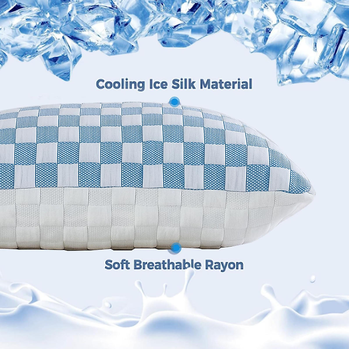 Bioeartha Cooling Gel Memory Foam Pillows for Side and Back Sleepers - Adjustable, Washable Queen Size Set of 2 with Removable Covers