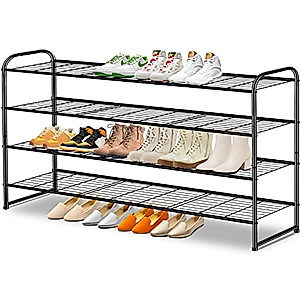 SLEEPING LAMB Long 2-Tier Shoe organizer for Closet and 4 Tier Metal Shoe Organizer for Closet