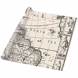 InterestPrint Map of America Folded Wrapping Paper Festival Theme Design for Birthday,1 Roll