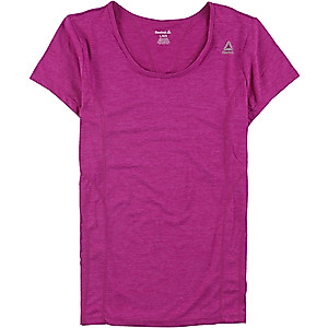 Reebok Womens Poly Marled Basic T-Shirt, Pink, X-Small