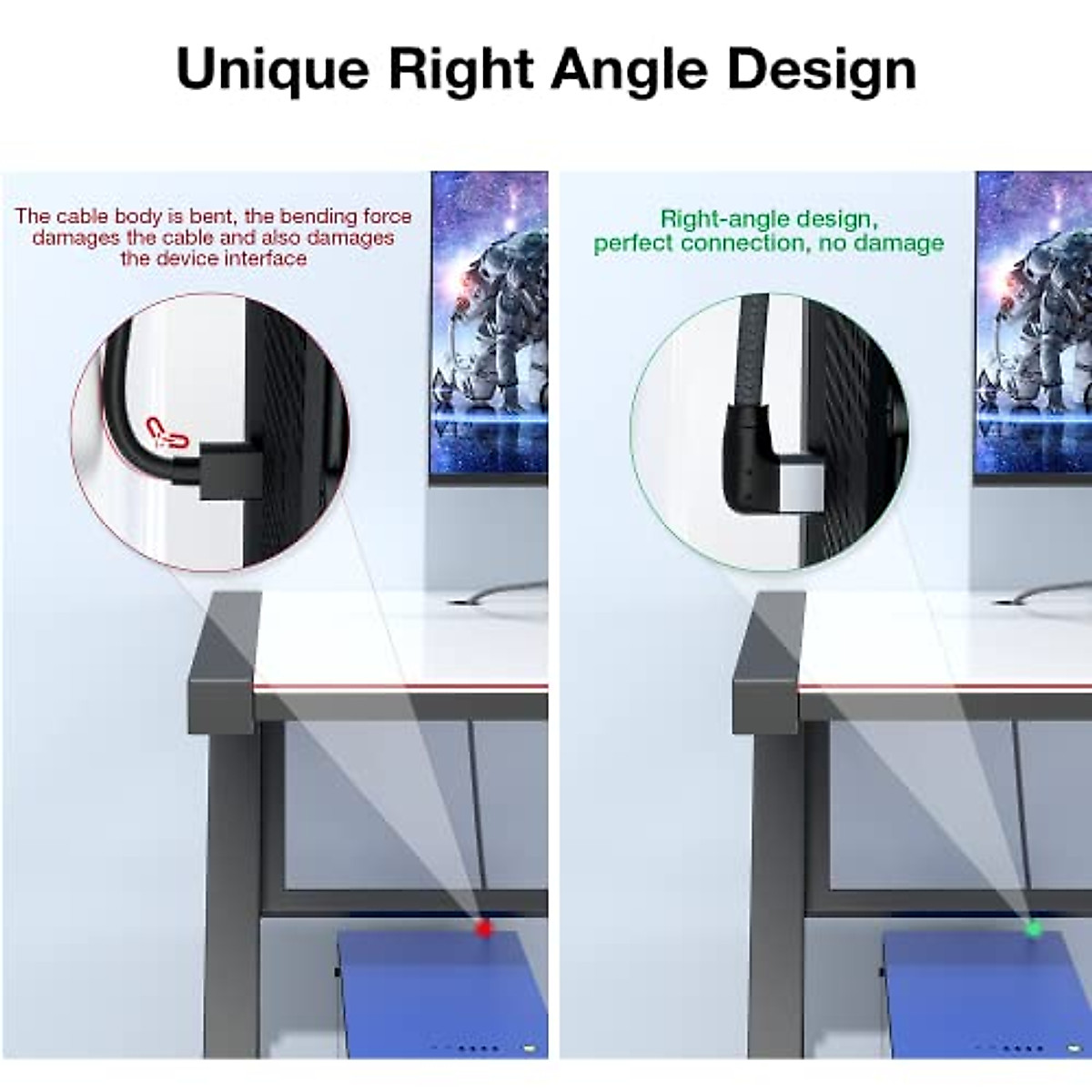 USB C to USB C Cable 100W, 20Gbps 90 Degree Right Angle 4K@60Hz Video Output Cable (USB C 3.1 & 3.2 Compatible) with E-Marker for Thunderbolt 3, Oculus Quest, MacBook, iPad Pro, Pixel, Switch, 3.3FT
