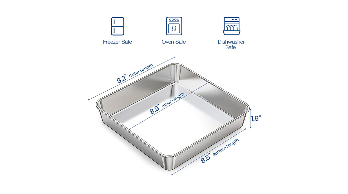 DOBADN 9 Inch Stainless Steel Baking Pan Set - 2 Pieces