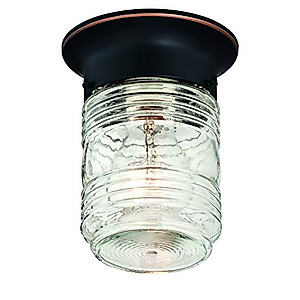 Design House 587238 Jelly Jar 1-Light Indoor/Outdoor Flush Mount Ceiling Light, Oil Rubbed Bronze