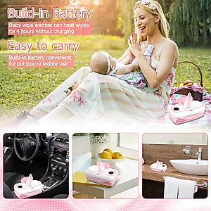 Portable Wipe Warmer, Baby Wipes Dispenser with 2 Modes of Temperature Heating Control, BPA-free Smart Led Display Baby Diaper Wipe Warmer for outdoor&indoor, without charging Can Last 4 Hours