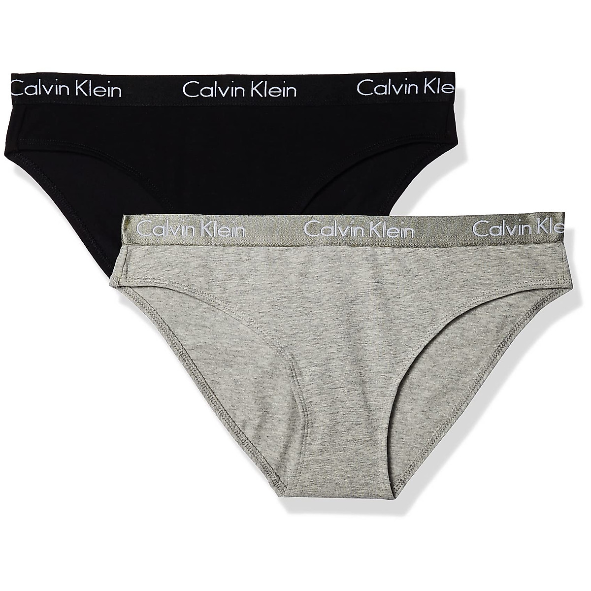 Calvin Klein Women's Motive Cotton Multipack Bikini Panty, Black/Gray Heather, X-Large