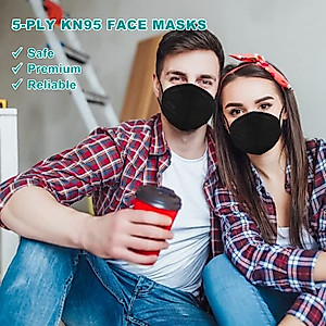 30PCS KN95 Disposable Face Masks, Black KN95 Mask for Adult Men Women, 5-Ply Breathable Cup Dust Safety Mask, Comfortable Protection Masks for Indoor Outdoor Daily Use