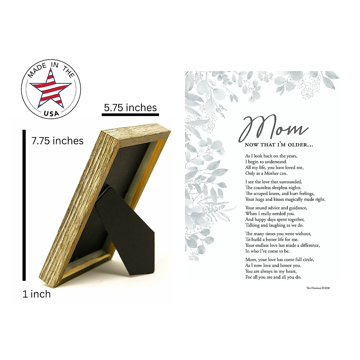 Mom, Now That I'm Older- Gift for Mom from Daughter Or Son for Mother's Day, Christmas, Birthday - Made in USA - Mom's 50th/70th/80th Birthday Gift, 5 x 7 inches, Wood Color