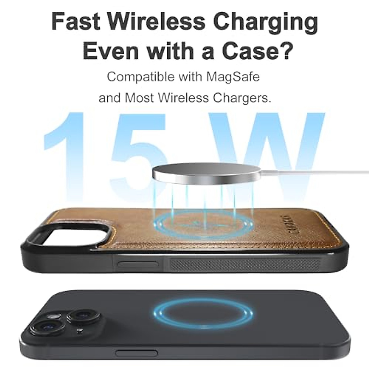 CAVOKAS iPhone 15 Wallet Case, Detachable Leather Case with Card Holder, Strong Magnetic Compatible with MagSafe Wireless Charging, Kickstand Shockproof Cover 6.1 Inch, Brown