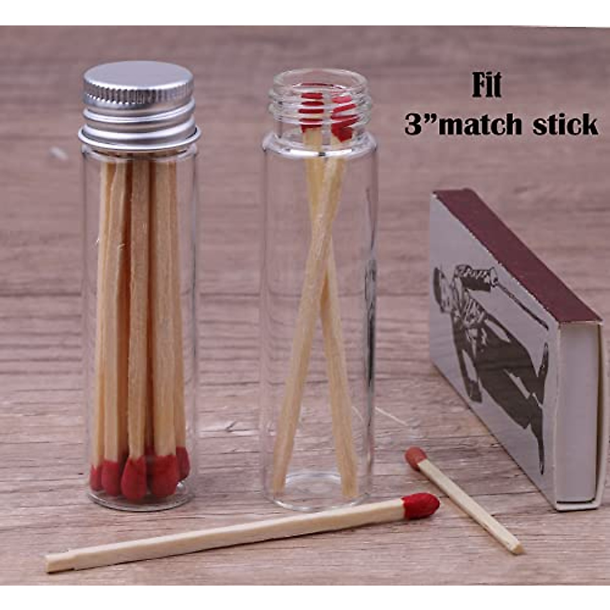 MaxMau 24 Glass Small Bottles 20ml Mini Jars with Screwed Metal Lids Clear Tiny Vials Aluminium Top Caps Sealed Storing Jewelry Beads Miniature Sample Bottle Wedding Favors Art Crafts DIY Decor